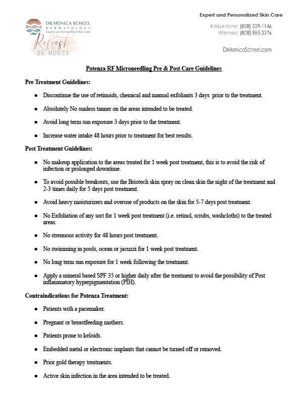 Pre & Post Instructions | Dr Monica Scheel Dermatology, Kailua-Kona, HI