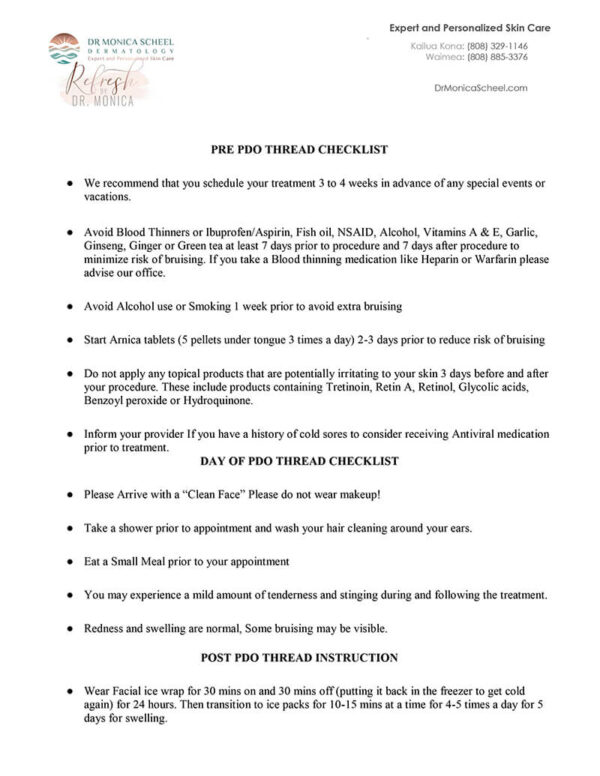 Pre & Post Instructions | Dr Monica Scheel Dermatology, Kailua-Kona, HI